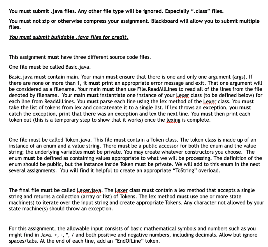 Solved You must submit .java files. Any other file type will | Chegg.com