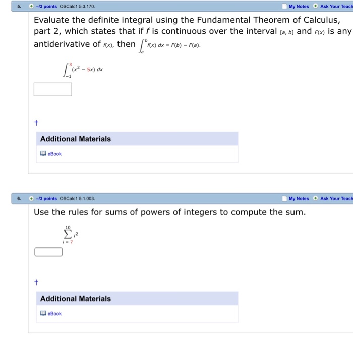 Solved 5.3 points OSCalc1 5.3.170 My Notes O Ask Your Teadh | Chegg.com Solved 5.3 points OSCalc1 5.3.170 My Notes O Ask Your Teadh | Chegg.com