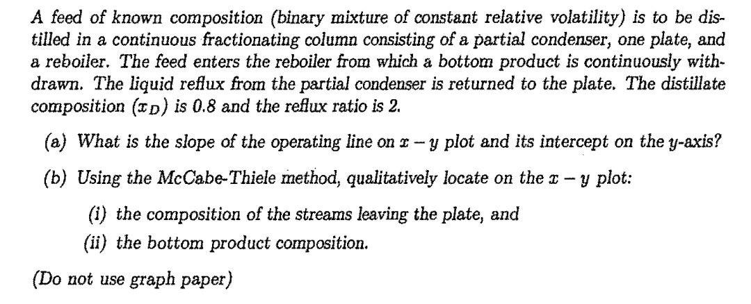 Solved A feed of known composition (binary mixture of | Chegg.com