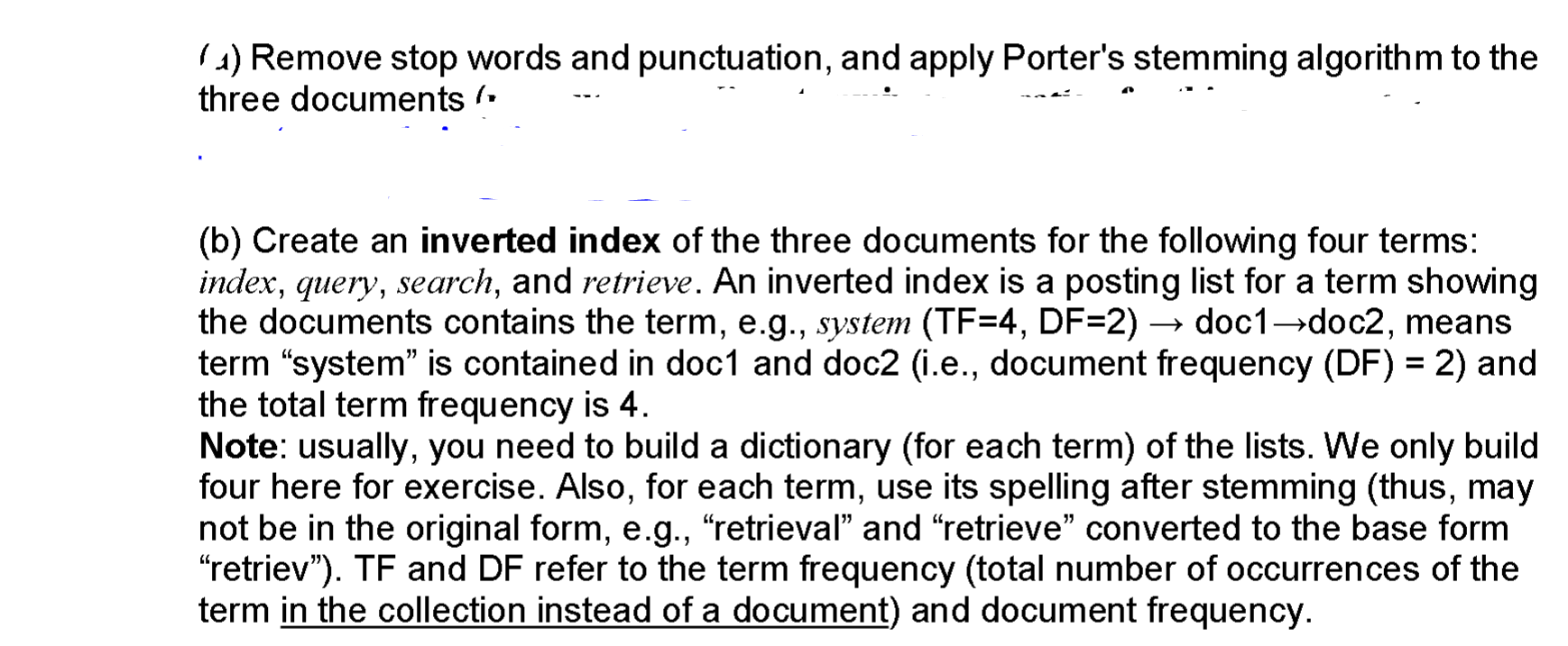1) Remove stop words and punctuation, and apply | Chegg.com