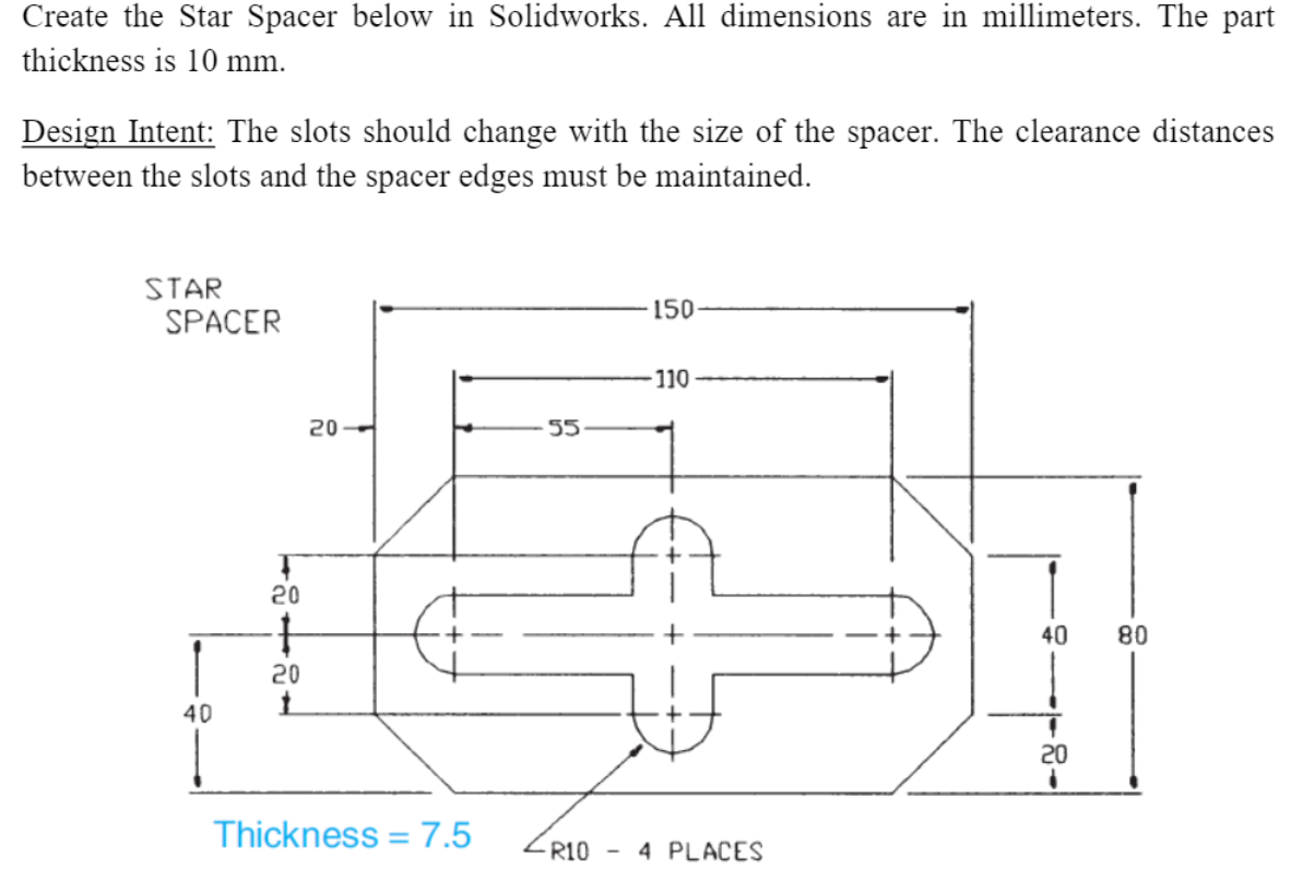 Solved Create the Star Spacer below in Solidworks. All | Chegg.com