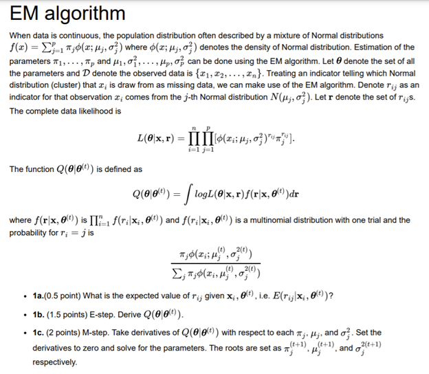 EM algorithm When data is continuous, the population | Chegg.com