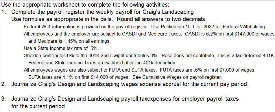 Solved Journalize the weekly payroll using the payroll | Chegg.com