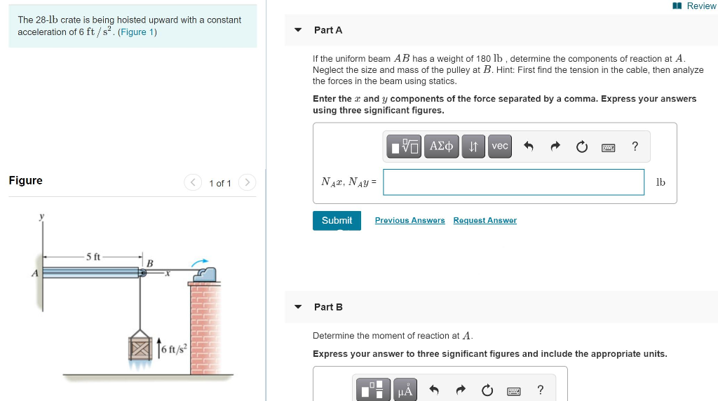Solved I Review The 28-1b crate is being hoisted upward with | Chegg.com
