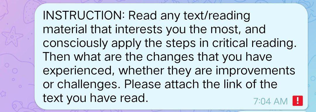 INSTRUCTION: Read any text/reading material that | Chegg.com