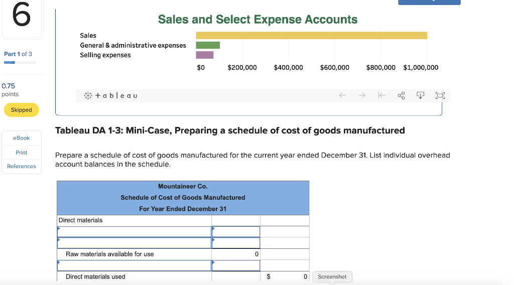 Solved Required information Tableau DA 1-3: Mini-Case, | Chegg.com