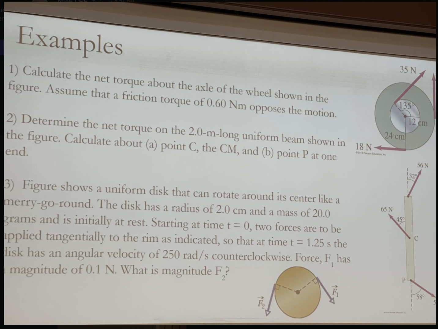 Solved 2) Determine the net torque on the 2.0−m-long uniform | Chegg.com
