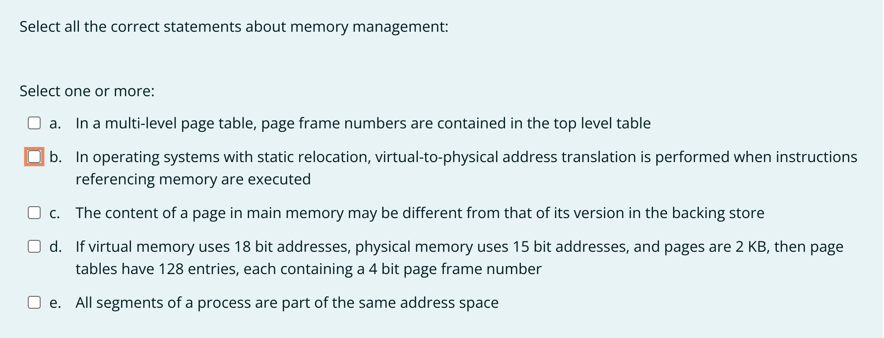 Solved Select all the correct statements about memory | Chegg.com