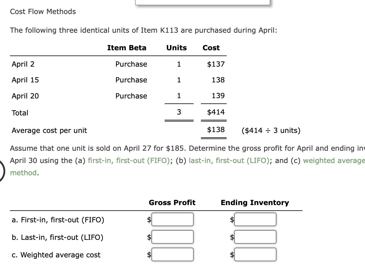 Solved Cost Flow Methods The following three identical units | Chegg.com