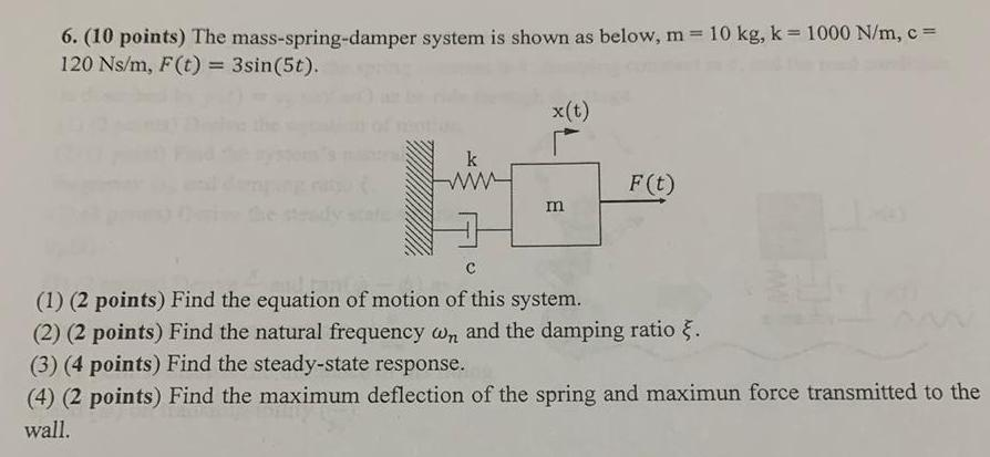 Solved 1 Consider The Mass Spring Damper System Shown - vrogue.co Solved 1 Consider The Mass Spring Damper System Shown - vrogue.co