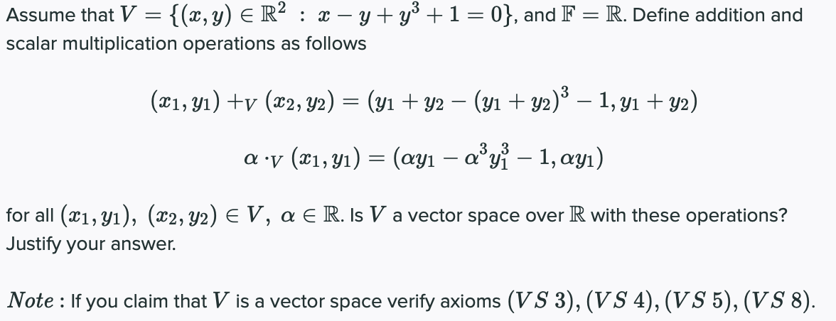 Solved I know that it is a vector space and that there is a | Chegg.com