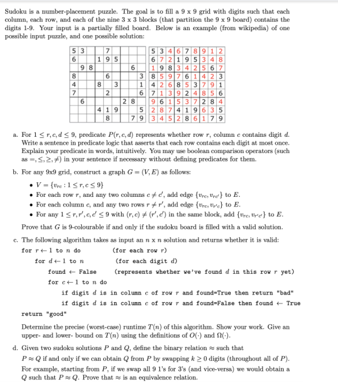 Solved Sudoku is a number-placement puzzle. The goal is to | Chegg.com