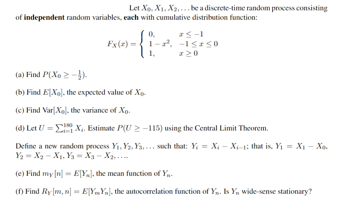 Let x0,x1,x2,dots be ﻿a discrete-time random process | Chegg.com
