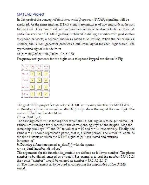 Solved MATLAB Project In this project the concept of | Chegg.com