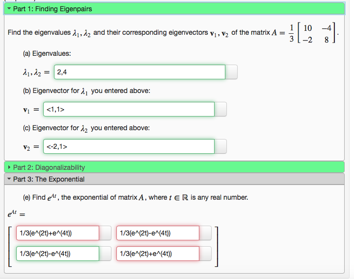 Solved Part 1: Finding Eigenpairs 1 10 -4 3-2 8 Find the | Chegg.com