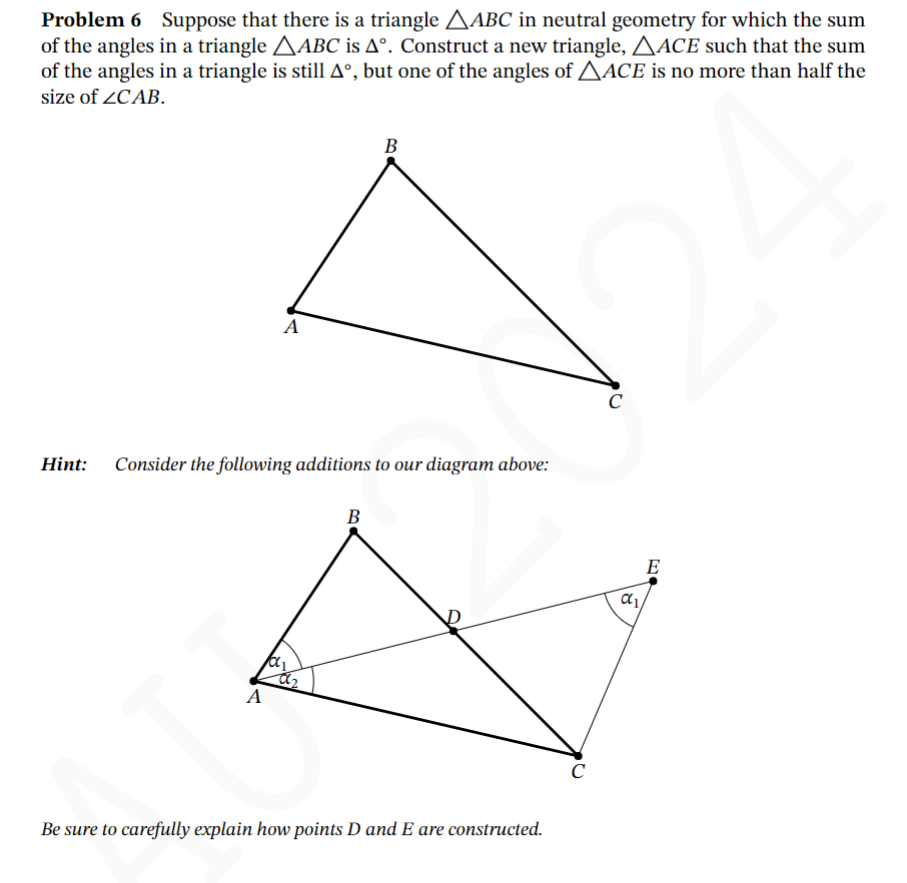 Problem 6 ﻿Suppose that there is a triangle ????ABC | Chegg.com