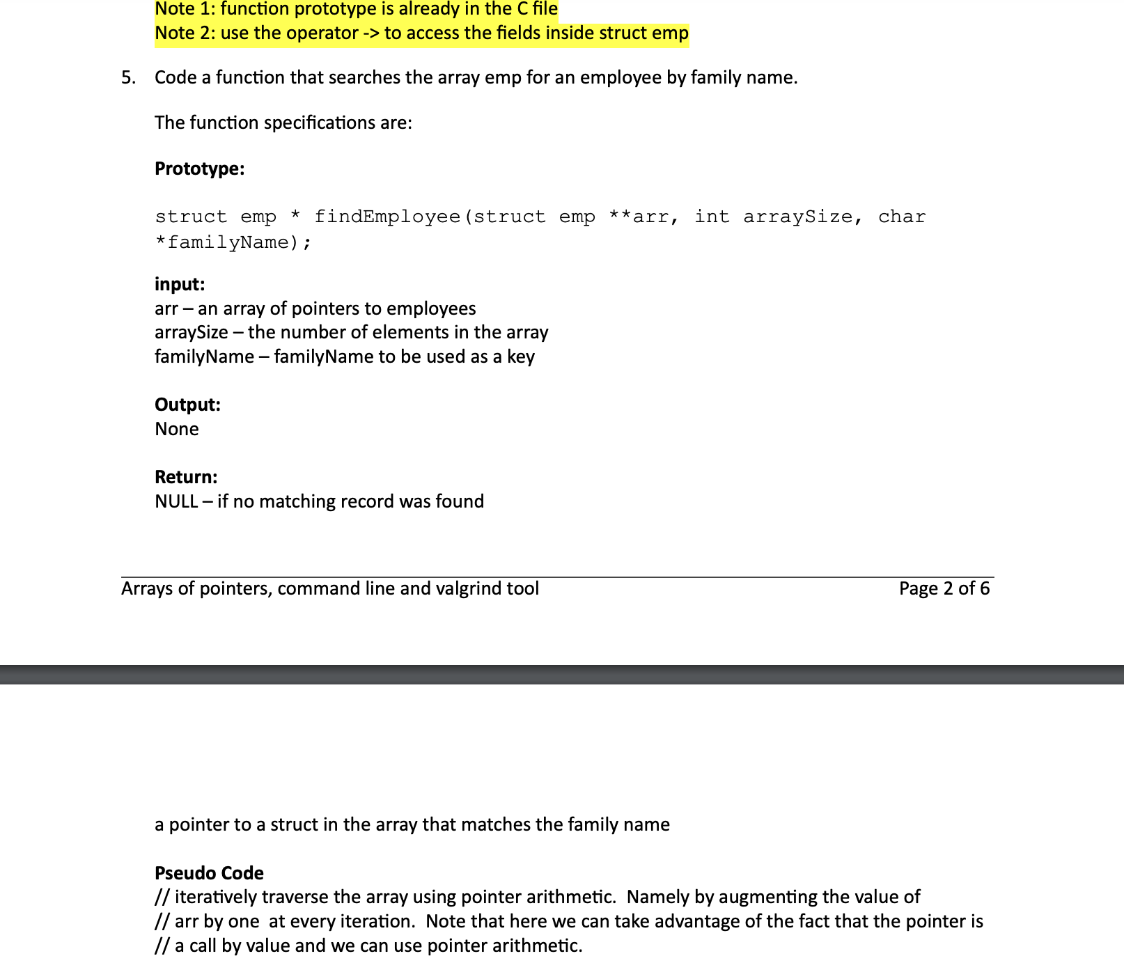 Solved 1. Allocating and Searching in an array Purpose: a. | Chegg.com