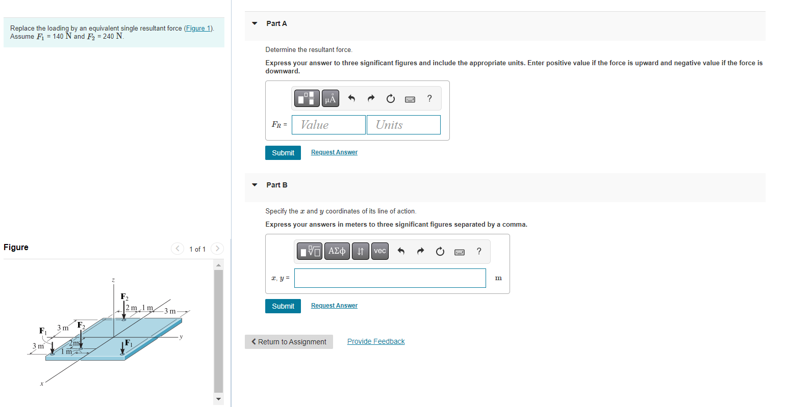 Solved Replace the loading by an equivalent single resultant | Chegg.com