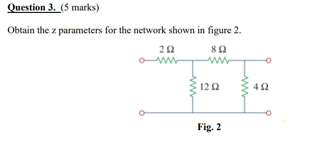 Solved Obtain the z parameters for the network shown in | Chegg.com