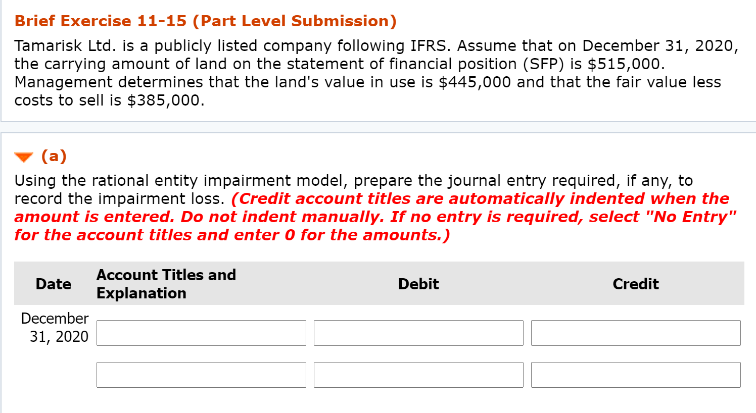 Solved Brief Exercise 11-15 (Part Level Submission) Tamarisk | Chegg.com