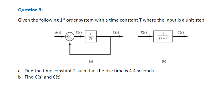 Solved Given the following 1st order system with a time | Chegg.com