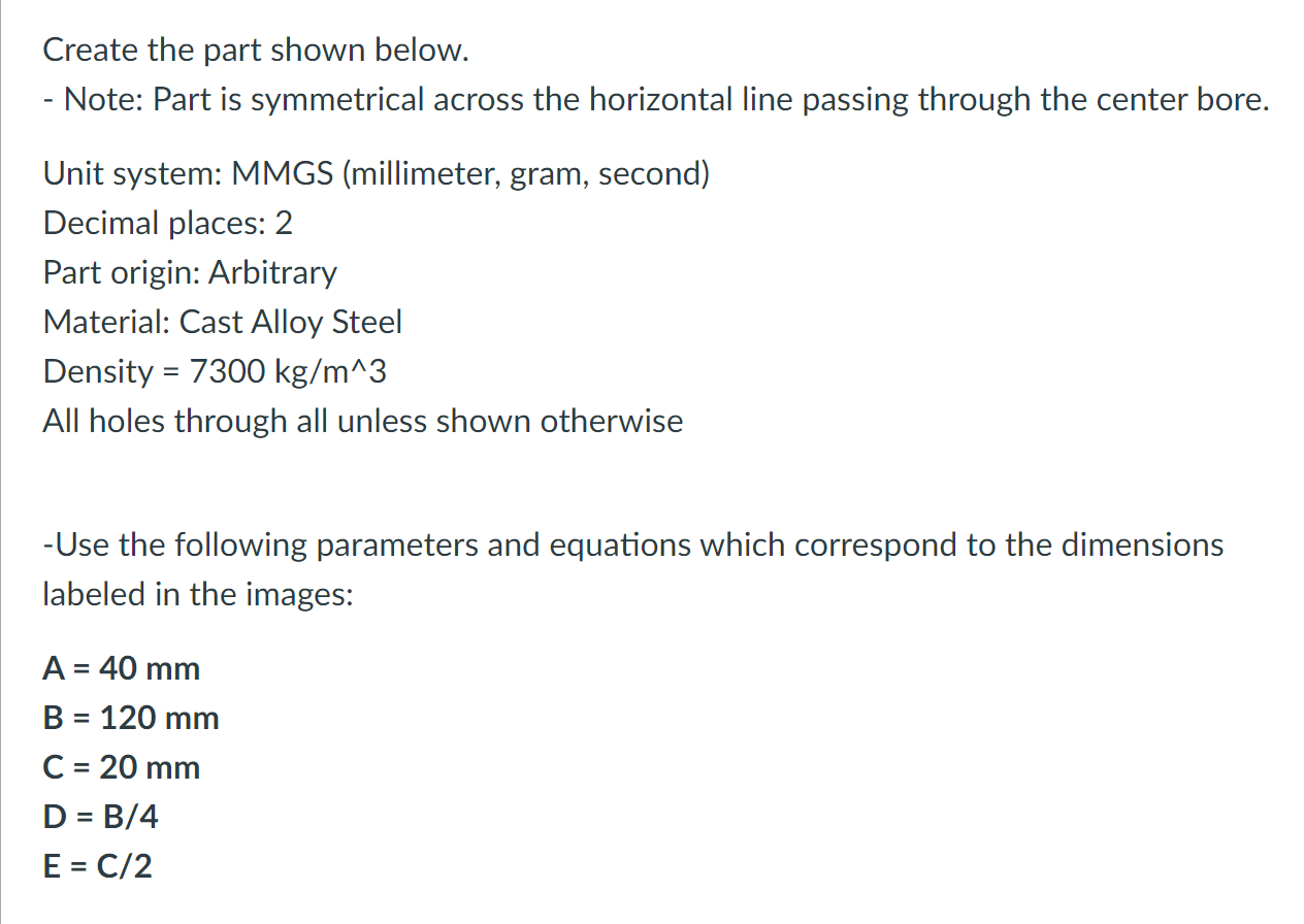 Solved Create the part shown below. - Note: Part is | Chegg.com