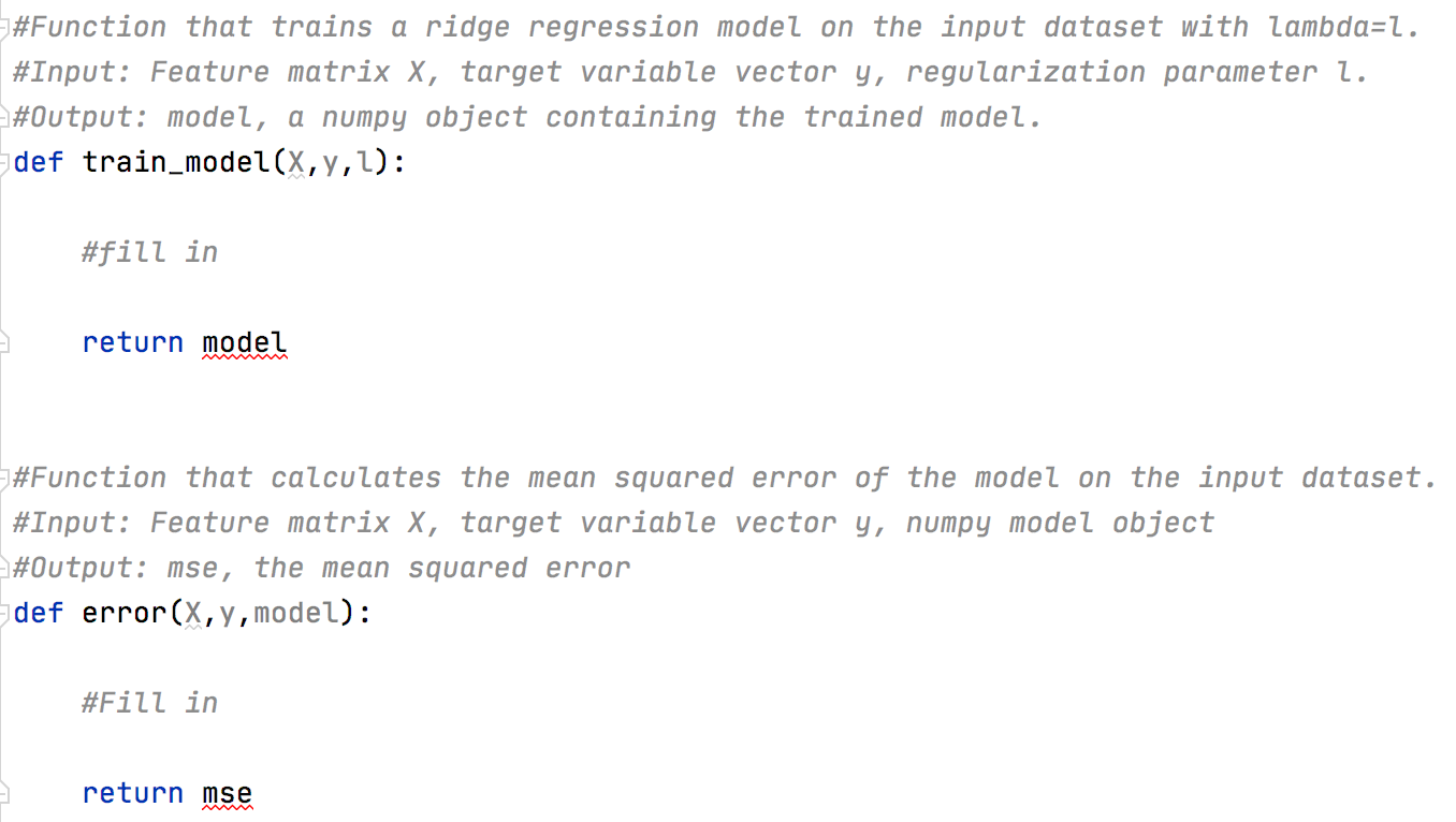 Solved 4. Complete the function train model to fit a ridge | Chegg.com