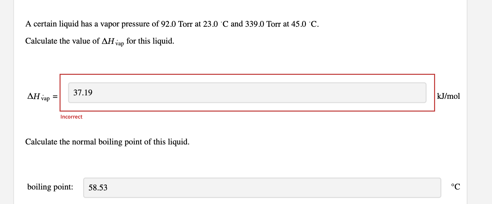 Solved A certain liquid has a vapor pressure of 92.0 ﻿Torr | Chegg.com