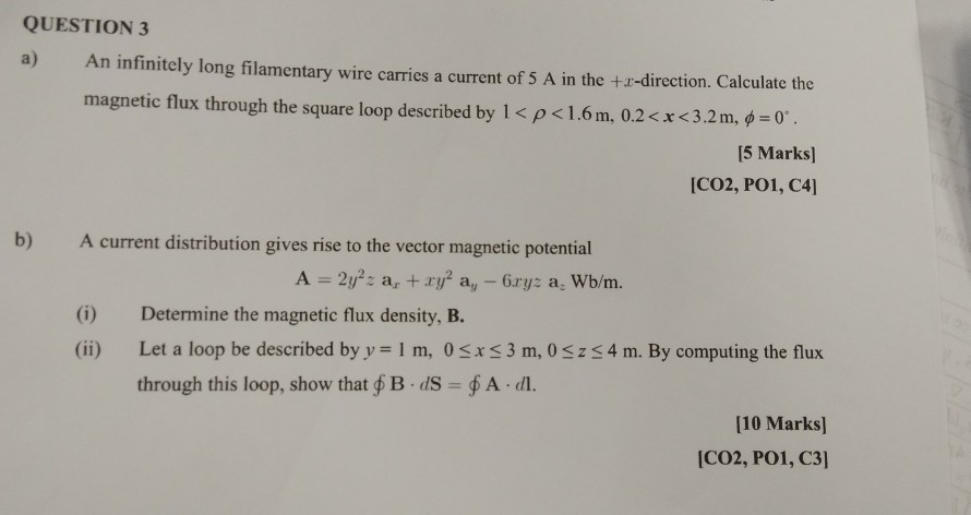 Solved QUESTION 3 a) An infinitely long filamentary wire | Chegg.com