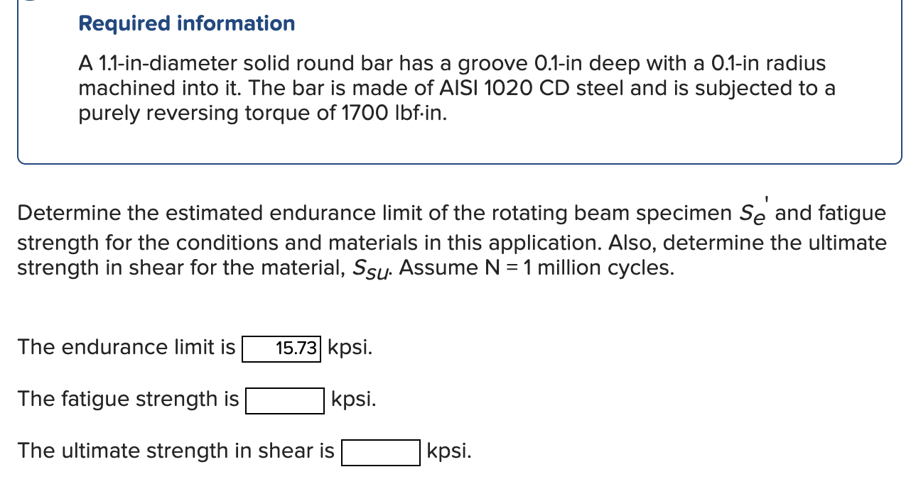 Solved Required informationA 1.1-in-diameter solid round bar | Chegg.com
