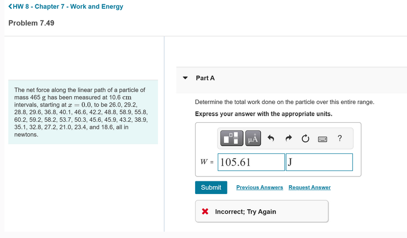 Solved Problem 7.49The net force along the linear path of a | Chegg.com