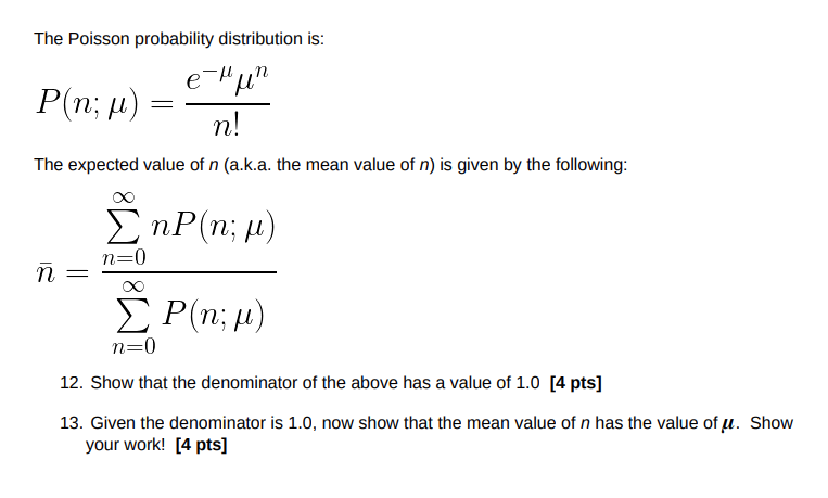 Solved The Poisson probability distribution | Chegg.com