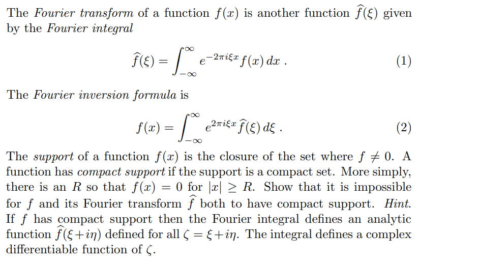 Solved The Fourier transform of a function f(x) is another | Chegg.com