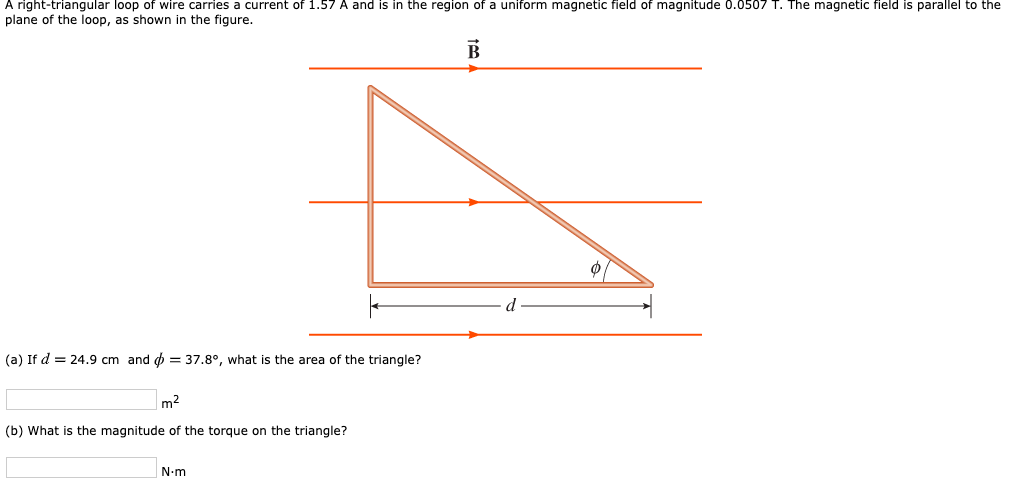 Solved A right-triangular loop of wire carries a current of | Chegg.com