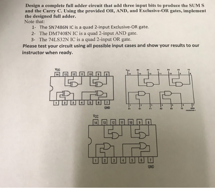 Solved Design a complete full adder circuit that add three | Chegg.com