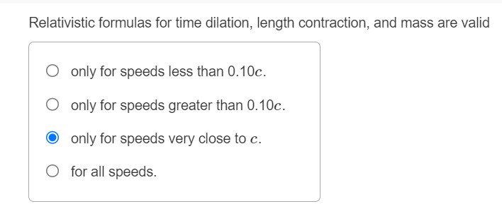 Solved Relativistic formulas for time dilation, length | Chegg.com