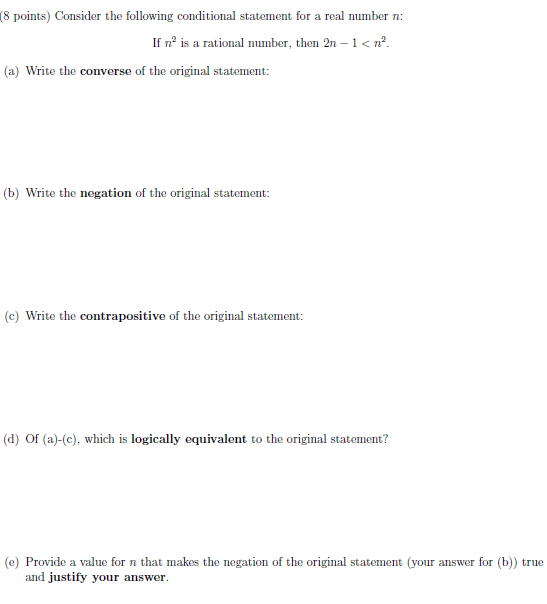 Solved (8 points) Consider the following conditional | Chegg.com