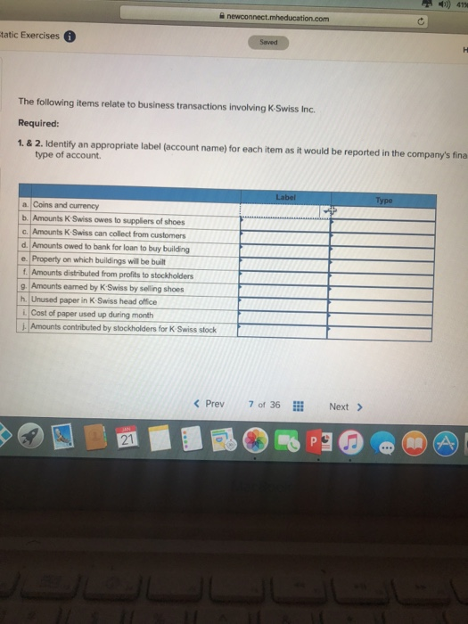 Solved Exercises Saved Match each element with its financial | Chegg.com