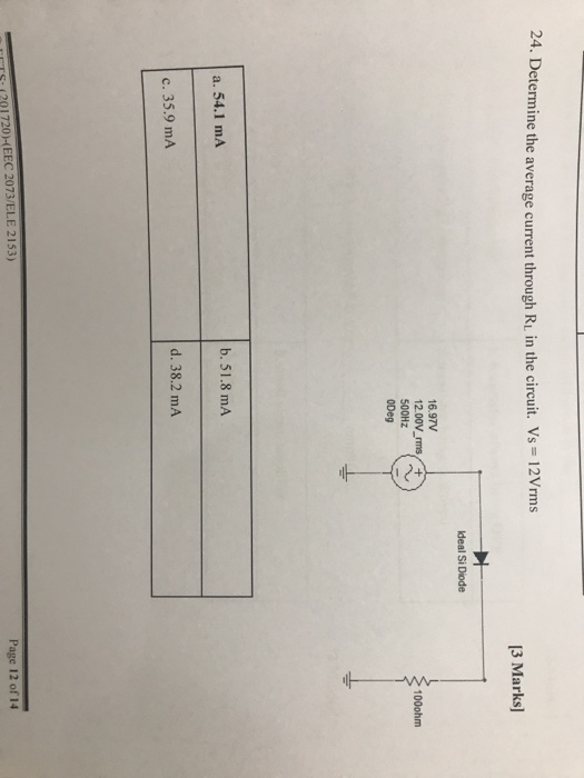 Solved 24. Determine the average current through Ru in the | Chegg.com