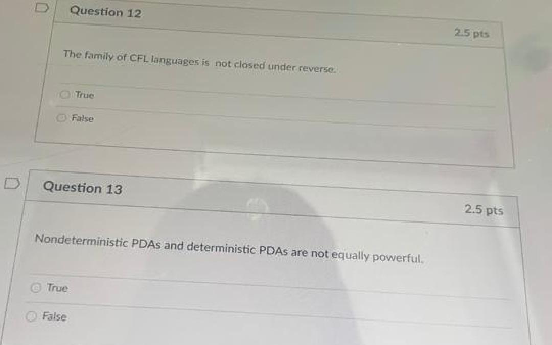 Solved D Question 12 2.5 pts The family of CFL languages is | Chegg.com Solved D Question 12 2.5 pts The family of CFL languages is | Chegg.com