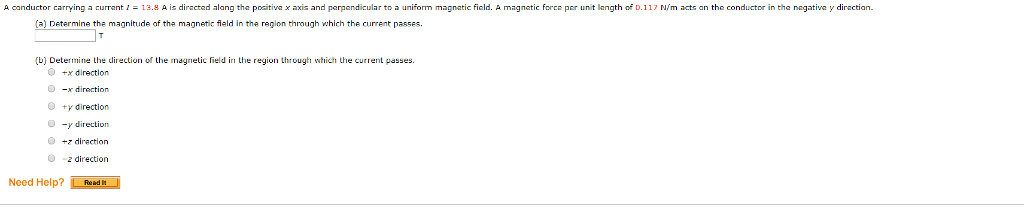 Solved A canductor carrying a currant13.8 A is diractad | Chegg.com