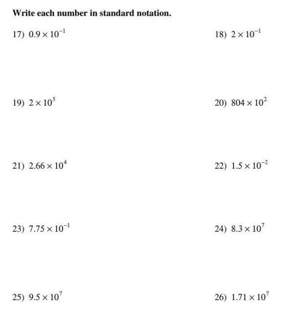 Solved Write each number in standard notation. 17) 0.9 x | Chegg.com