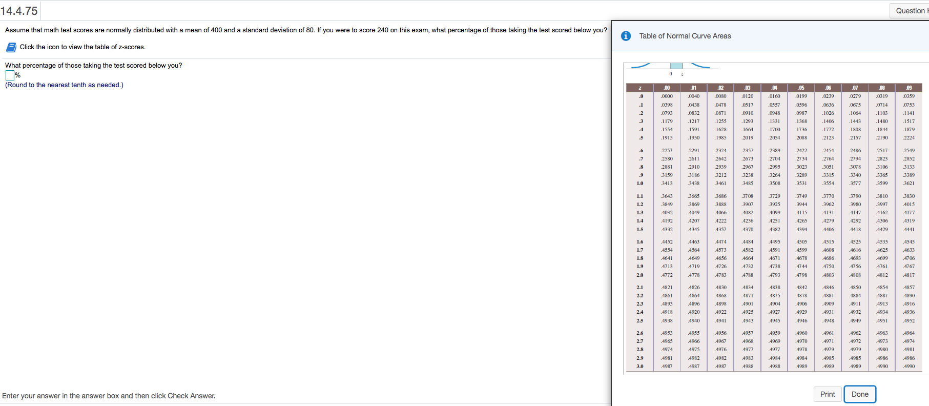 14.4.75 Question Assume that math test scores are | Chegg.com