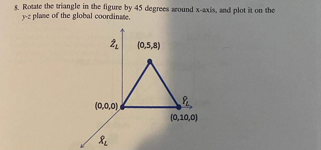 Solved 8. Rotate the triangle in the figure by 45 degrees | Chegg.com