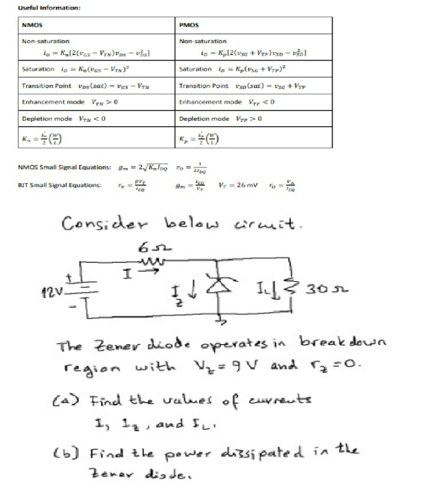 Solved Useful Information: NMOS Small Signal Cquations: | Chegg.com