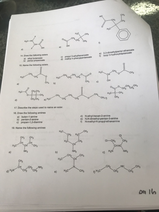 Solved 14. Draw he following esters a) ethyl butanoate b) | Chegg.com