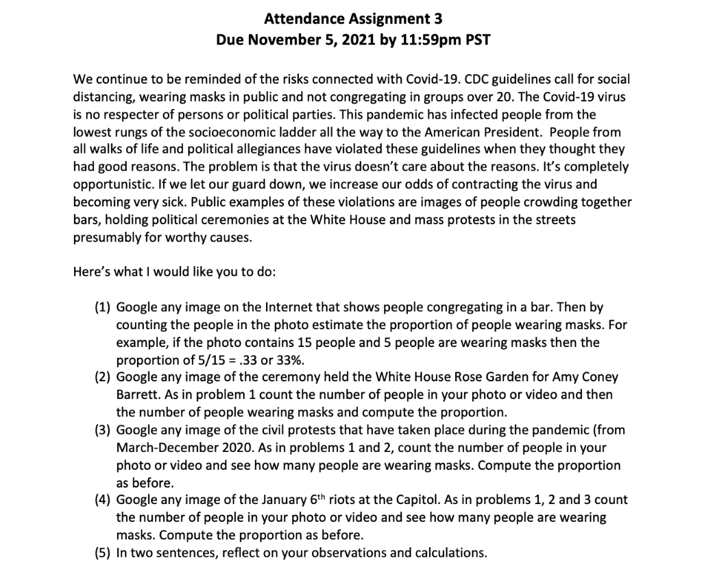 Solved Attendance Assignment 3 Due November 5, 2021 by | Chegg.com