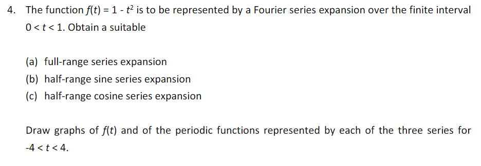 Solved 4. The function f(t) = 1 - t2 is to be represented by | Chegg.com