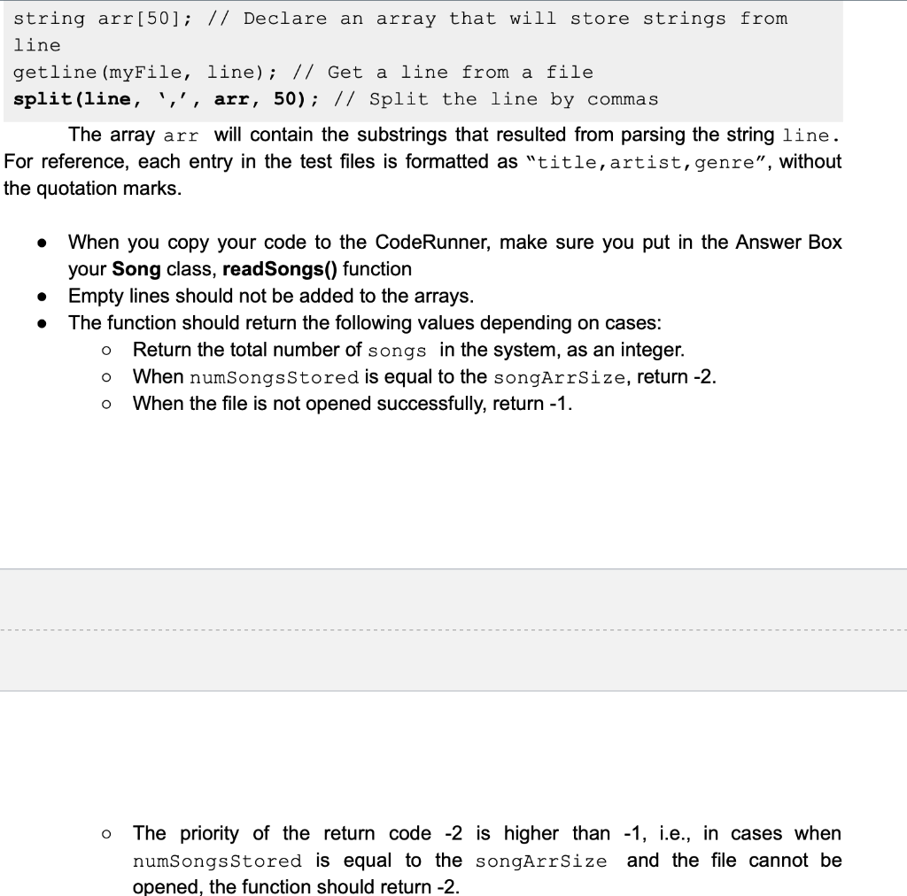 Solved Create a song class, with separate interface file | Chegg.com