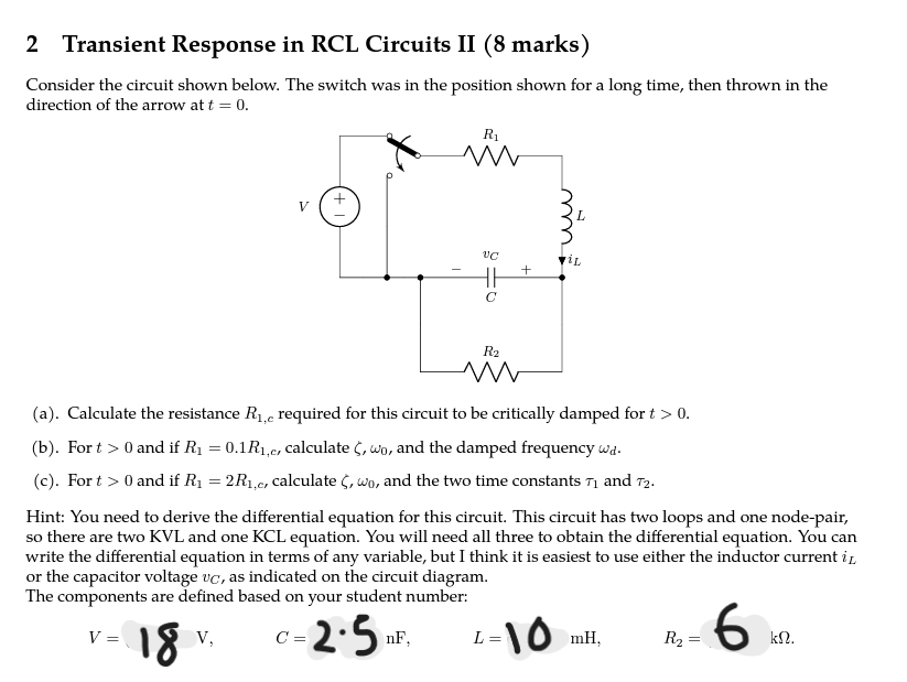 Solved 2 ﻿Transient Response in RCL Circuits II (8 | Chegg.com